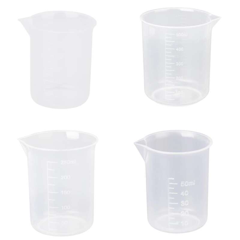 Promo 4x 50/100/250/500ml Clear Kitchen Lab Graduated Beaker Pitcher ...