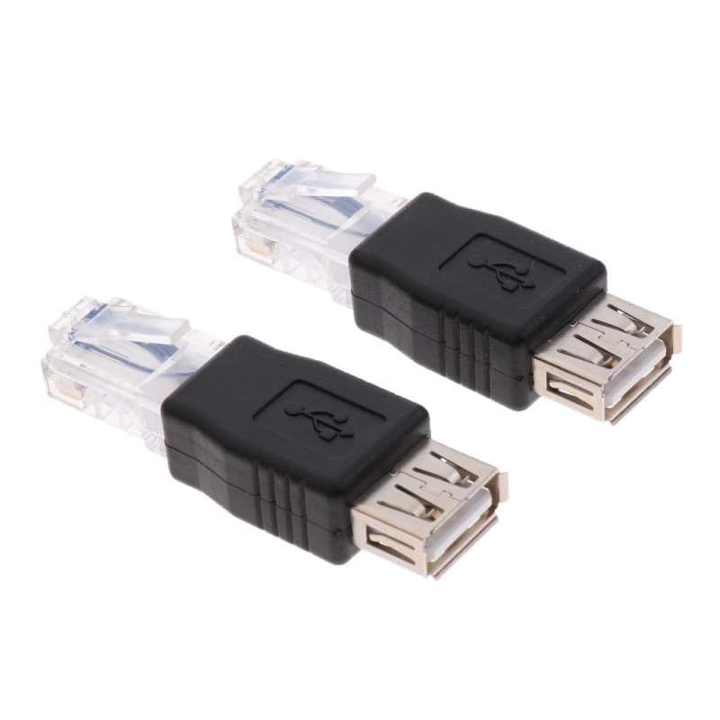 Promo 2x Ethernet Male to USB2.0 Female Adapter Plug Socket Network ...