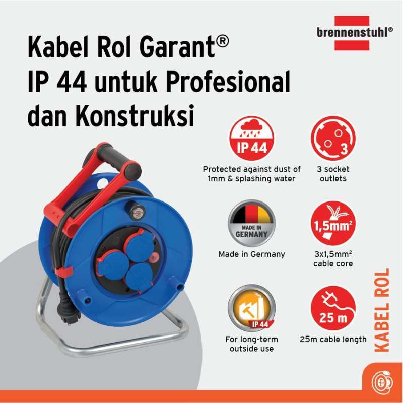 Jual Kabel Roll Garant 25m Ip44 Outdoor Industrial Brennenstuhl ...
