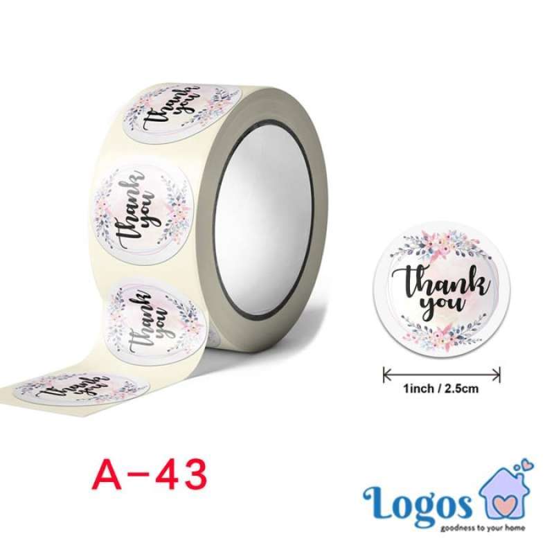 Promo Stiker bulat Thank You Floral Round Sticker label gift hangtag ...