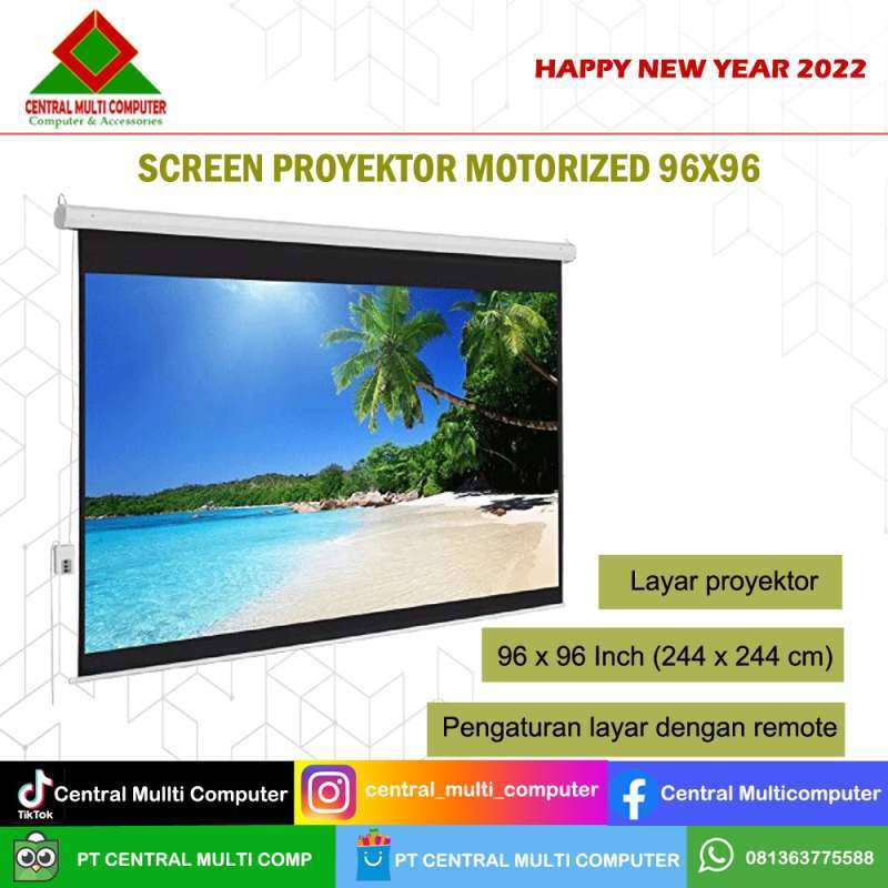 Jual SCREEN PROJEKTOR Motorized Layar Proyektor [96 x 96 Inch] di ...
