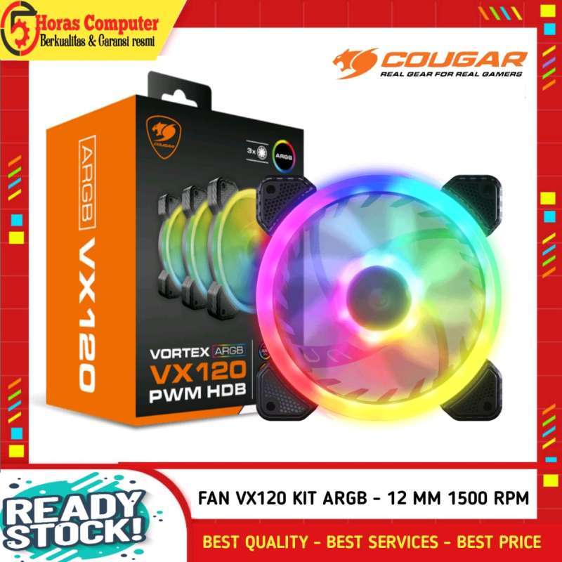 Jual FAN COUGAR VORTEX ARGB VX 120 PWM HDB 12 MM HYDRO DYNAMIC 2000 RPM ...