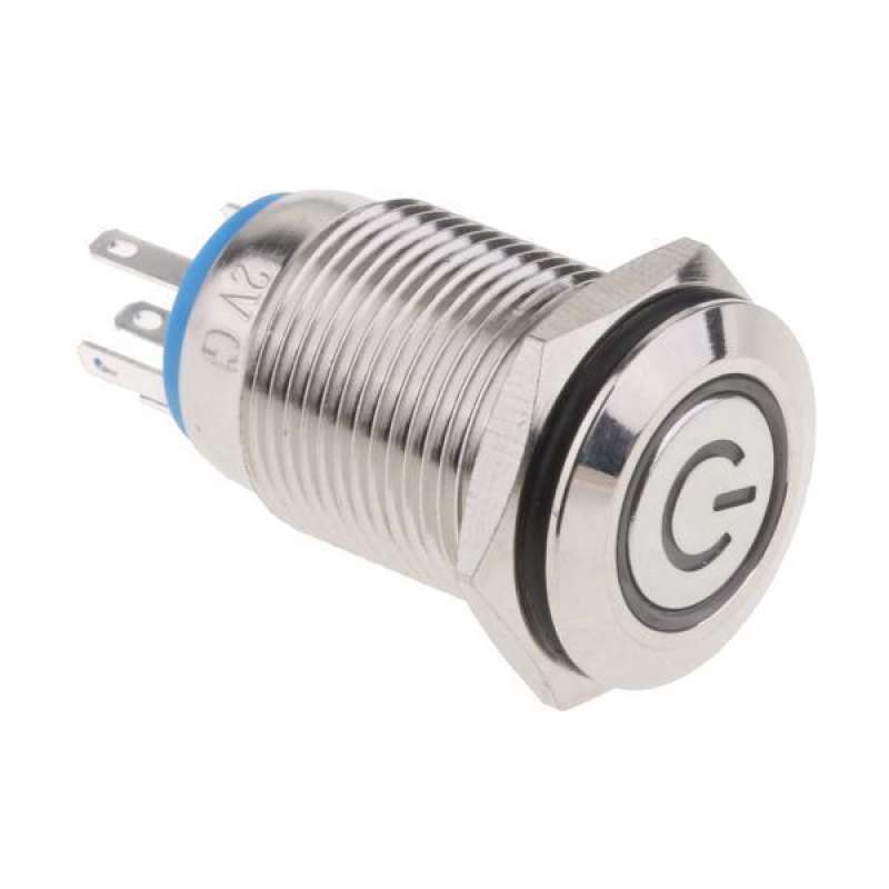 Promo 3xWaterproof Self Locking Blue LED Push Button Switch ON/OFF 16mm ...