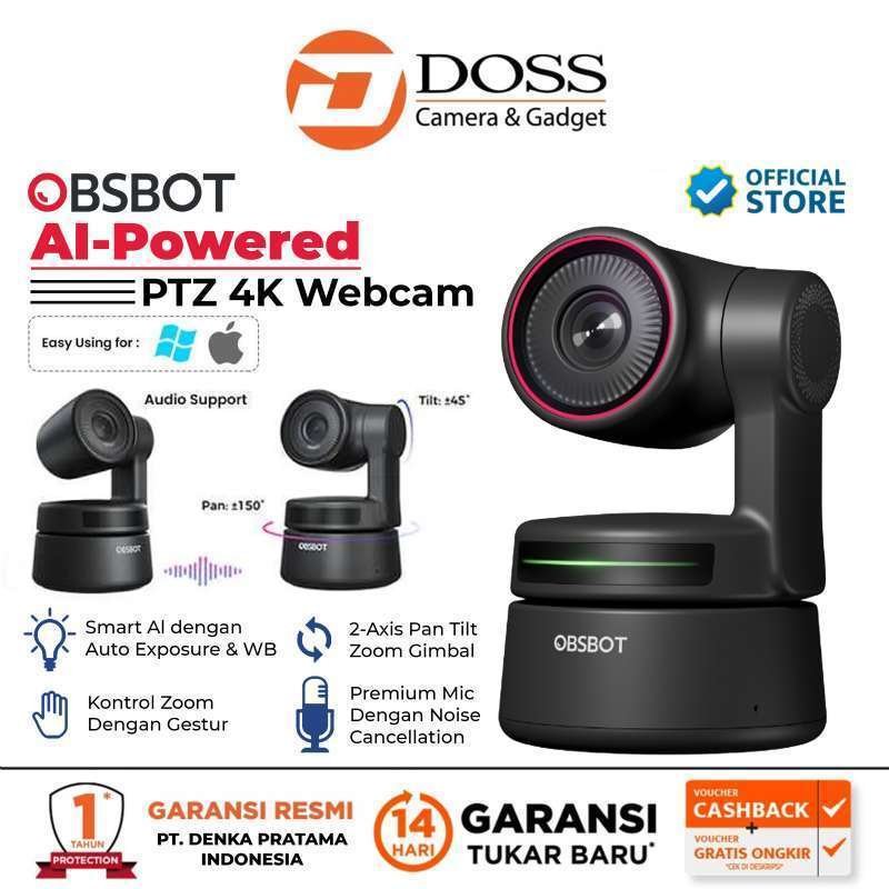 Promo Obsbot Tiny 4K AI-Powered PTZ 4K Webcam Diskon 17% di Seller Doss Bali - Doss Bali | Blibli