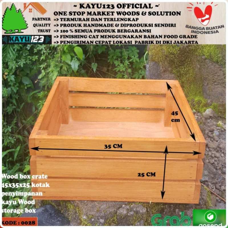 Jual Wooden Crate Box 45x35x25 Cm Kotak Penyimpanan Kayu Wood Storage ...