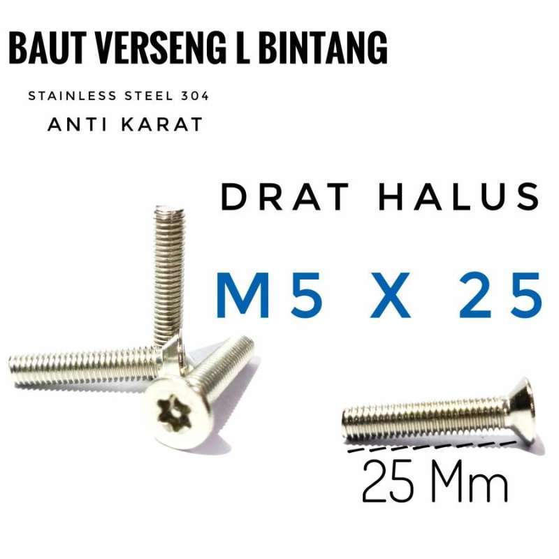 Jual Baut Verseng L Bintang M5 X 25 Mm Ss 304 Anti Karat Drat 5mm Baut Flat Di Seller Cakra ...