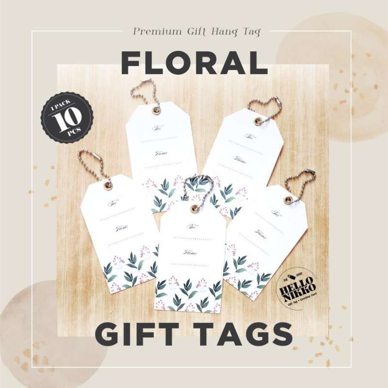 Jual Floral Gift hang tag kartu ucapan kado sticker hampers parcel box ...