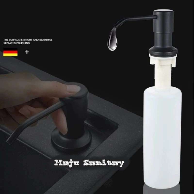 Jual Tempat sabun cair tanam stainless black 300ml soap dispenser sink ...