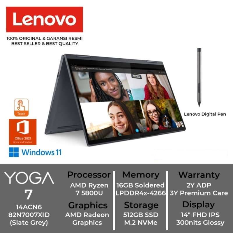 Jual LENOVO Laptop Yoga 7 14ACN6 / AMD Ryzen 7 / 16GB RAM / 512GB SSD ...