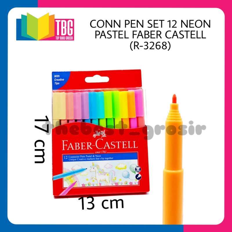 Jual 1 SET CONNECTOR PEN SET 12 NEON PASTEL FABER CASTELL SPIDOL ...