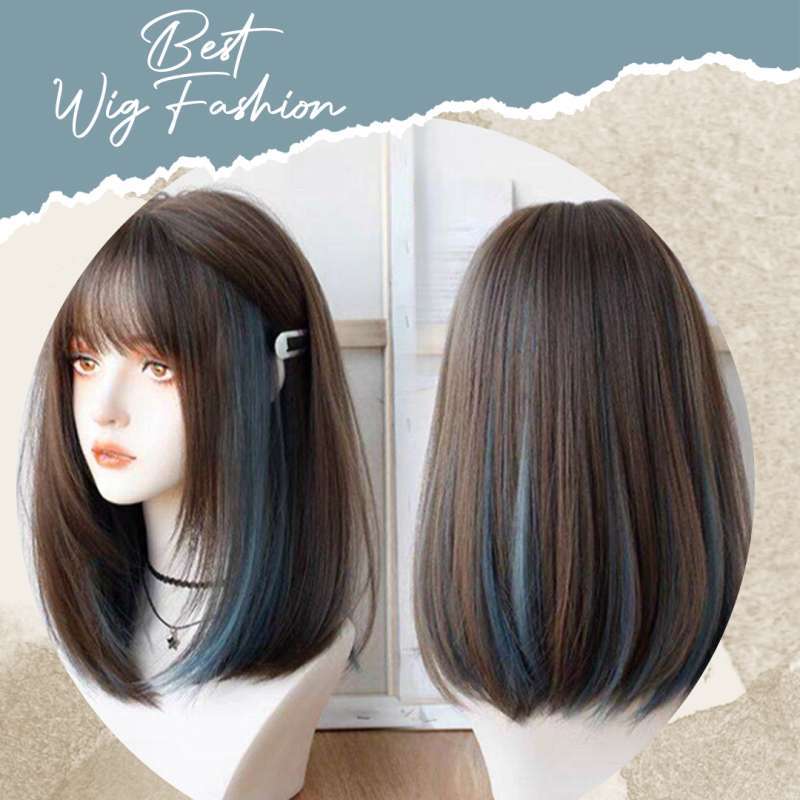Jual Wig rambut model poni pendek gradasi ash blue di Seller Byllfad ...