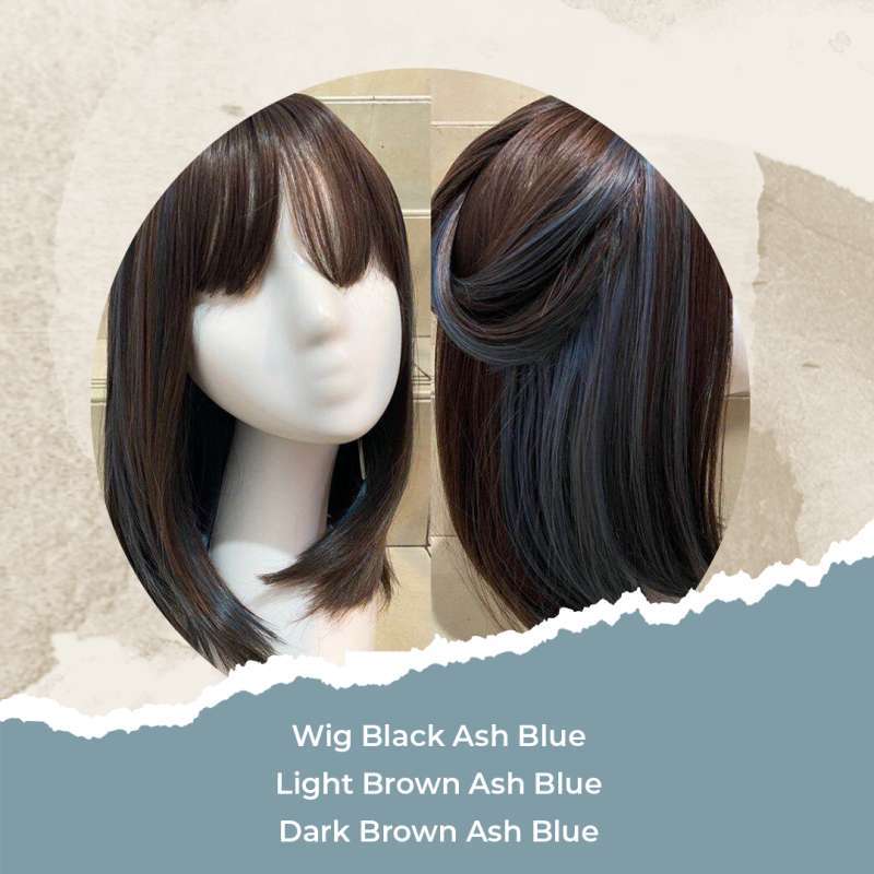 Jual Wig rambut model poni pendek gradasi ash blue - Black di Seller ...