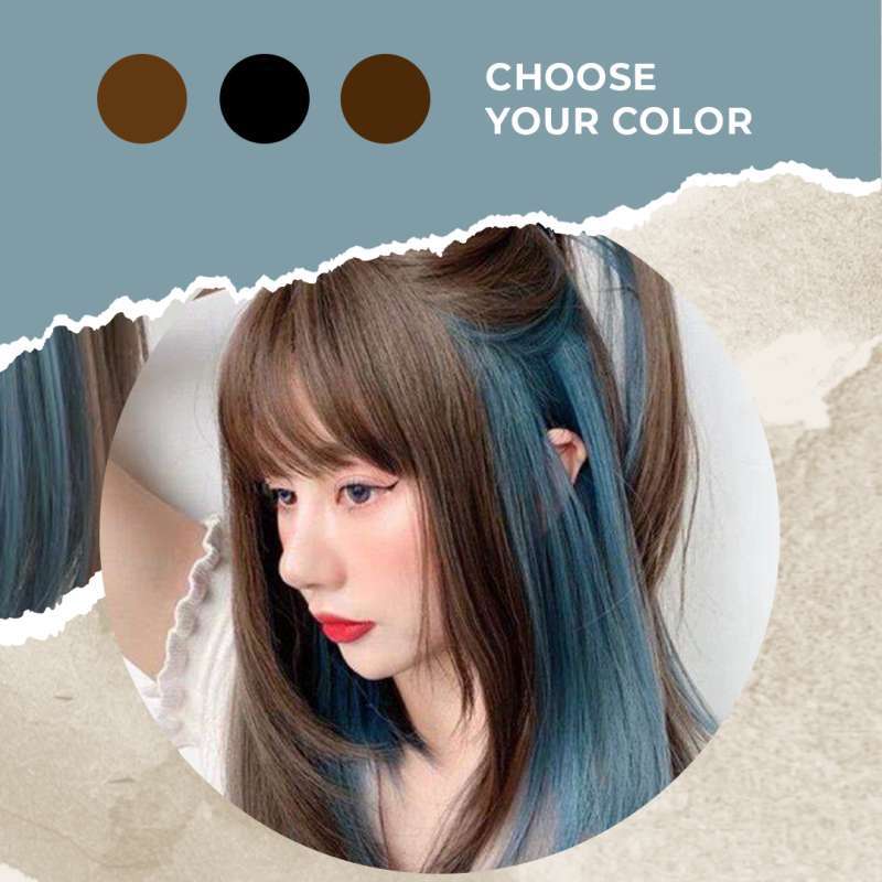 Jual Wig rambut model poni pendek gradasi ash blue - Black di Seller ...