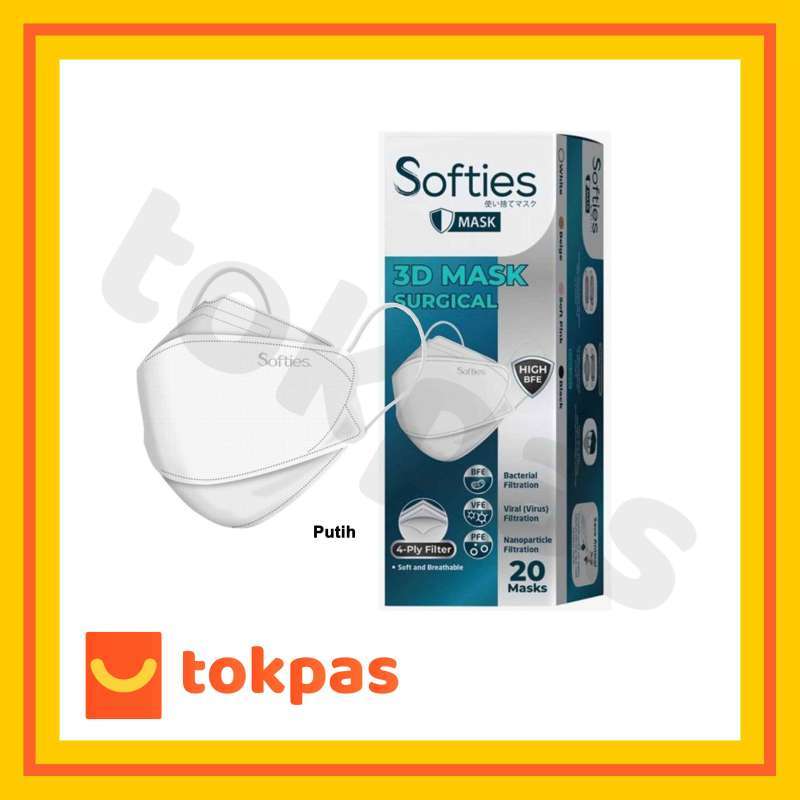 Jual Softies Surgical Mask 3d Box Isi 20 - Masker Kf 94 4 Ply Di Seller ...