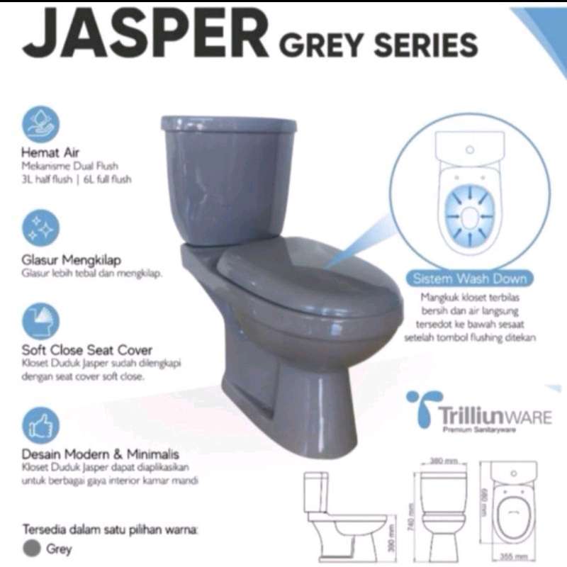 Promo Kloset Duduk Jasper Grey Series Trilliunware Diskon 40% Di Seller ...