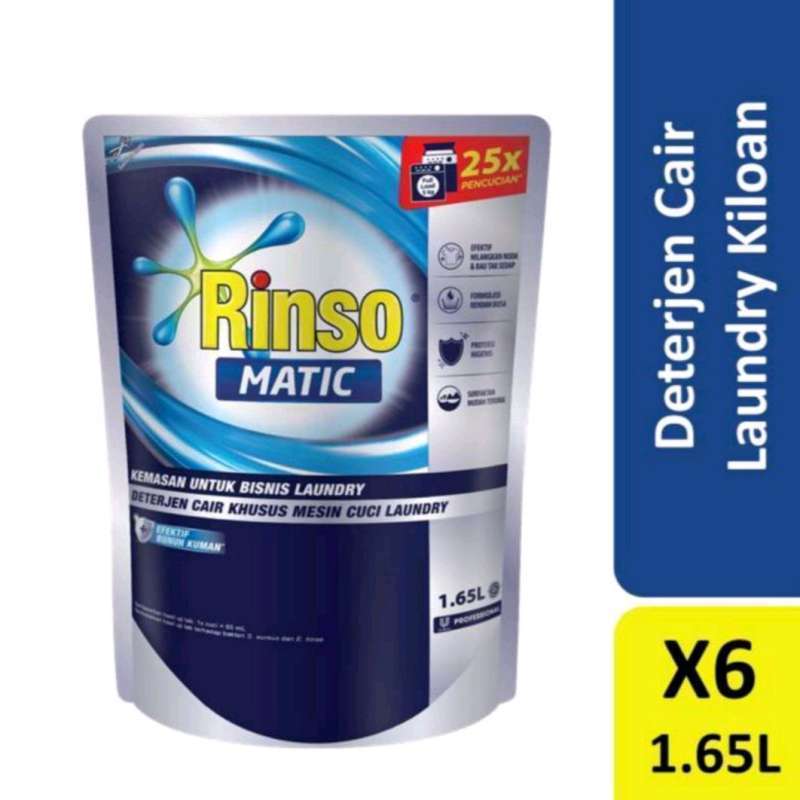 Jual Rinso Matic Professional Detergent Laundry Cair 1.65l ( 1.65l X 6 ...