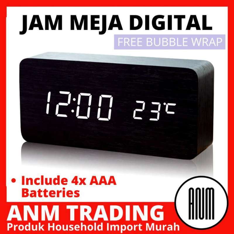 Jual Jam Meja Digital Motif Kayu / Digital Wood Smart Alarm Clock di ...