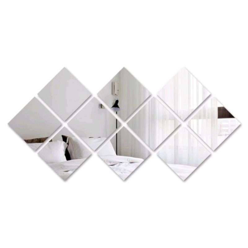 Jual Kaca Cermin Tempel Hexagonal Sticker Mirror Hexagonal Segi Empat ...