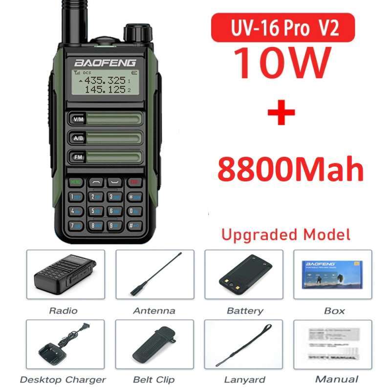 Promo HT BF UV-16 Pro Walkie Talkie IP68 VHF UHF FM Radio 10W 8800Mah - HITAM Diskon 10% di ...