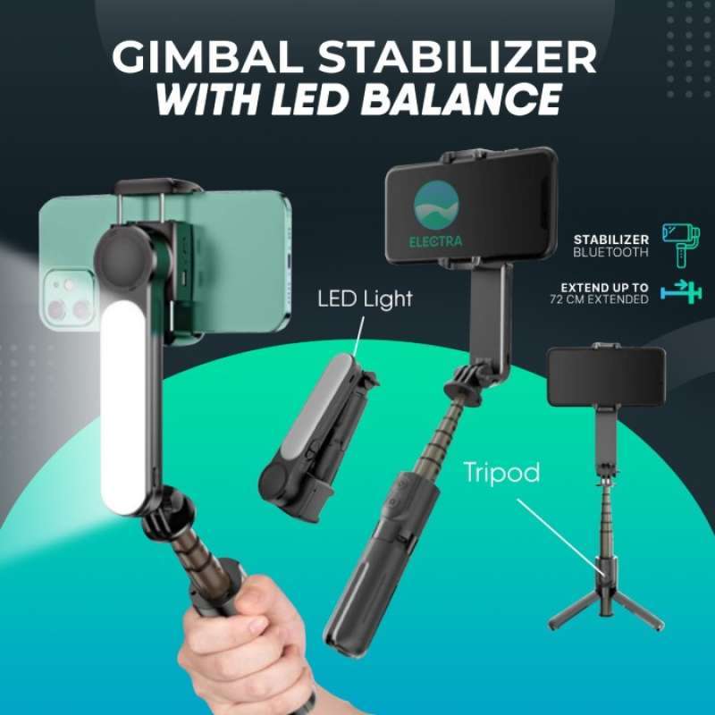 Promo Tongsis Gimbal Stabilizer Bluetooth with LED Balance Video ...