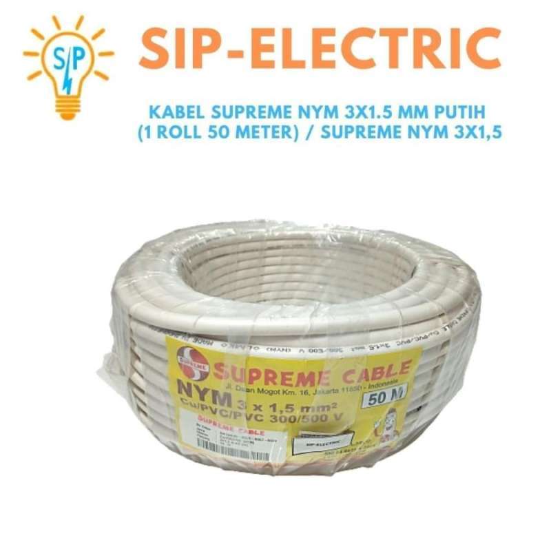 Jual Kabel Supreme Nym 3x1.5 Mm Putih (1 Roll 50 Meter) / Supreme Nym 3x1,5 Di Seller Sip ...