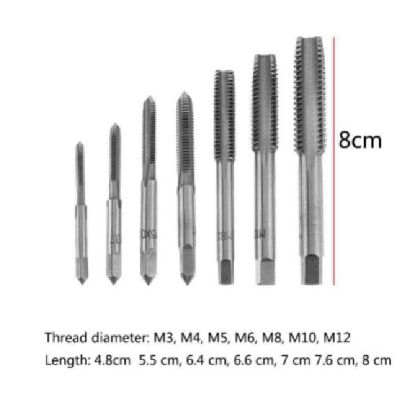 Jual Mata Bor Pembuat Ulir Baut M3-M12 Set 7pc Hand Tap Drill Bits ...