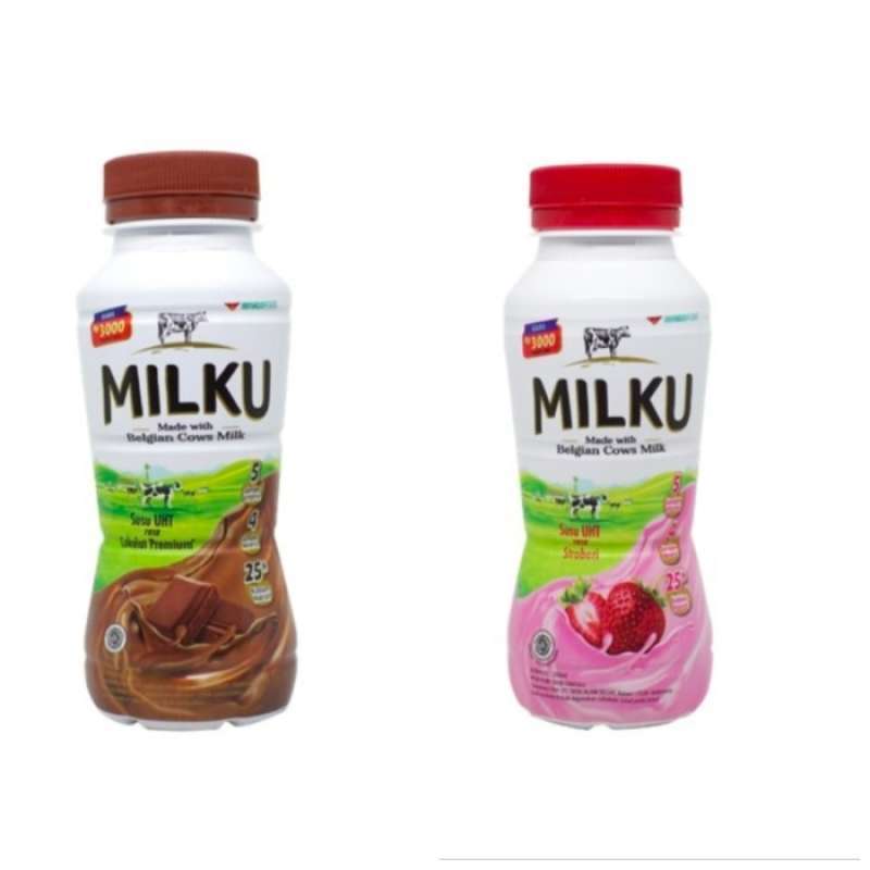 Jual Milku Susu Uht Coklat Strawberry Stoberi Premium 200 Ml Lusinan