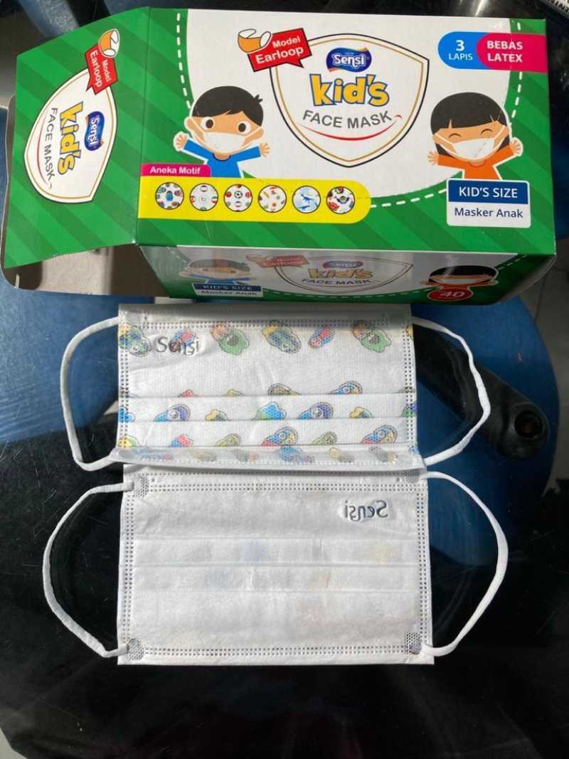Jual Masker Sensi Kids Kid Face Mask Anak Motif Earloop Box Isi 40 Pcs ...
