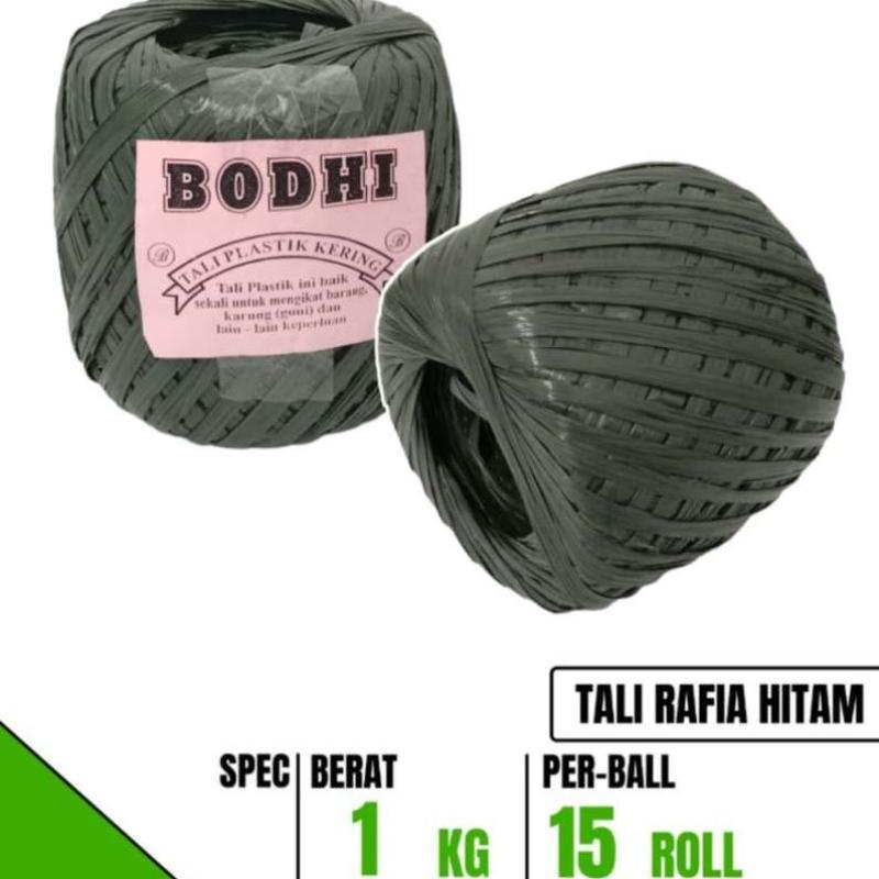 Jual TALI RAFIA HITAM 1 KG / TALI PLASTIK RAFIA 1 KG MERK BODHI TAPE ...
