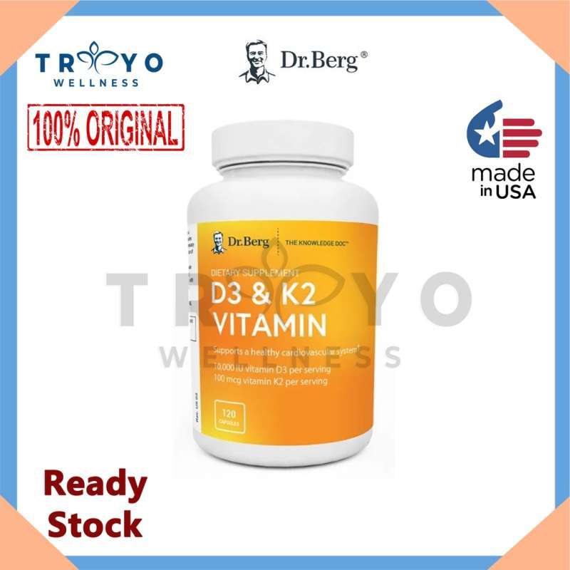 Jual Dr Berg D3 K2 Vitamin D3 10000 IU K2 100 mcg MK7, 120 Caps USA ...