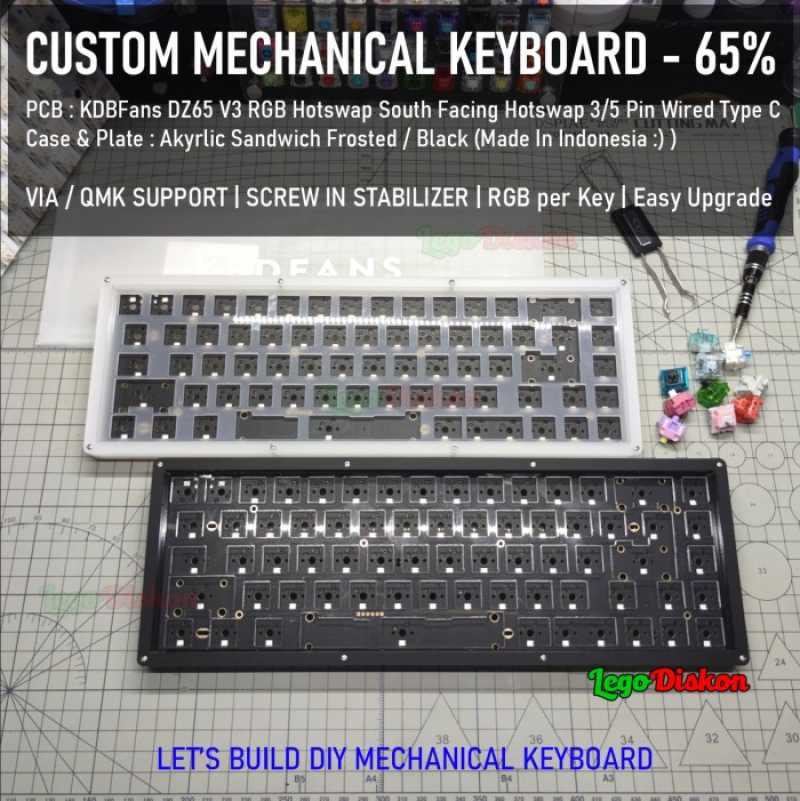Jual Custom Mechanical Keyboard 65% Diy - Dz65 Rgb Hotswap South Facing ...