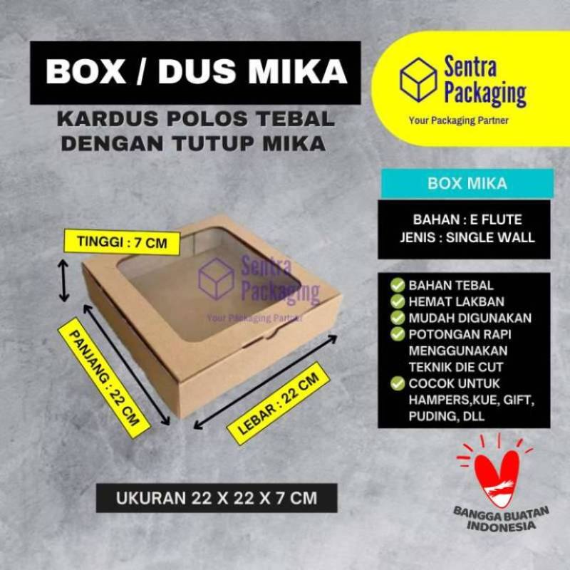 Jual Box Mika 22x22x7 (isi 10 pcs) / Kardus Die Cut Mika / Dus Kue ...