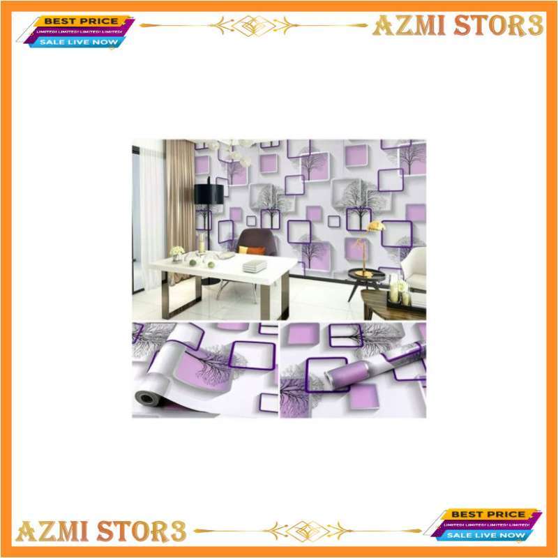 Jual Wallpaper Dinding Motif 3d Kotak Ungu Ukuran 45 Cm X 10 M 3d