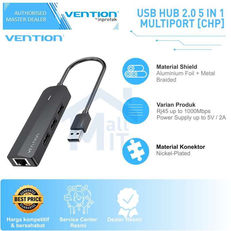 Promo Vention Hub Usb A 2.0 3.0 3 Port Lan Ethernet Adaptor W/ Power ...