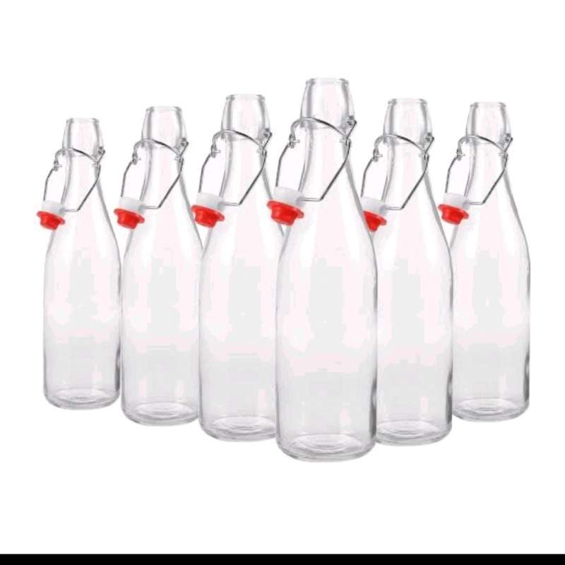 Jual Glass Bottle with Swing Stopper Transparent Fliptop Bottle 750ml ...