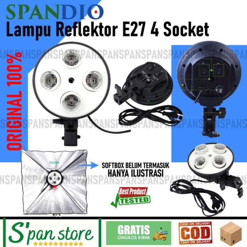 Promo Socket 4 Lampu Untuk Softbox E27 Universal Lamp Holder 4 Socket