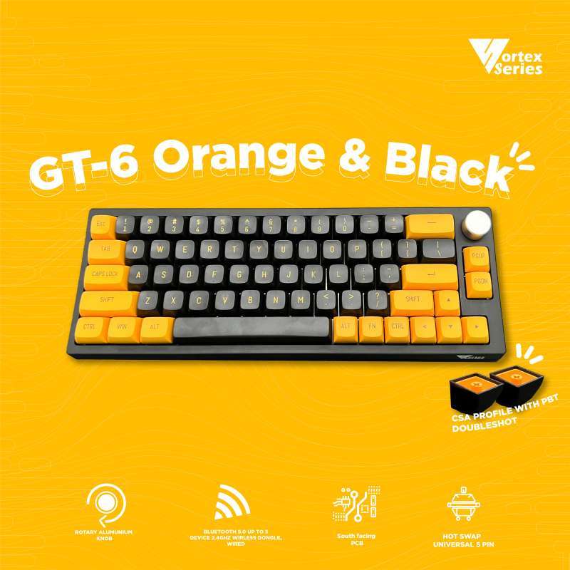 Jual VortexSeries GT-6 Black & Orange Wireless Mechanical Keyboard ...