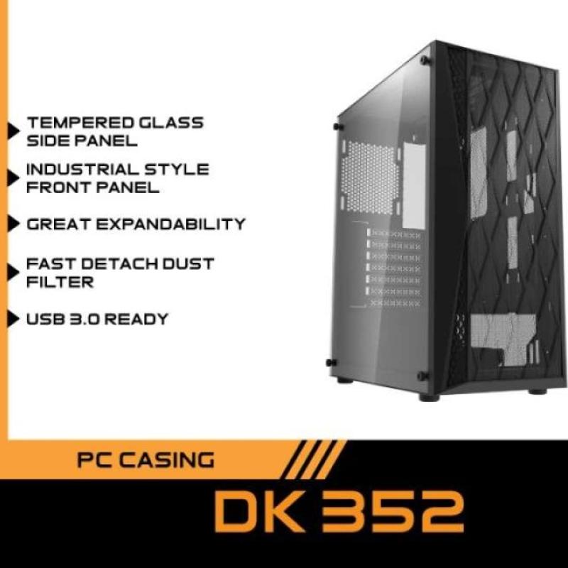 Promo Darkflash Dk352 Atx Pc Casing [No Fan / With 4 Rgb Fan] - Hitam ...