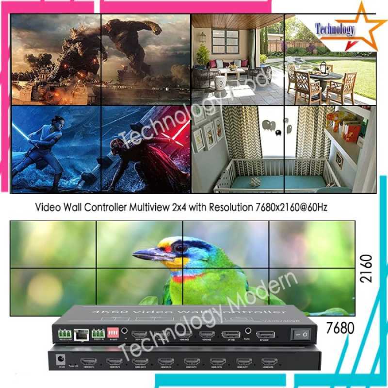Jual Video Wall Controller 2x4 4x2 Multiview 4 Input 8 Output with ...