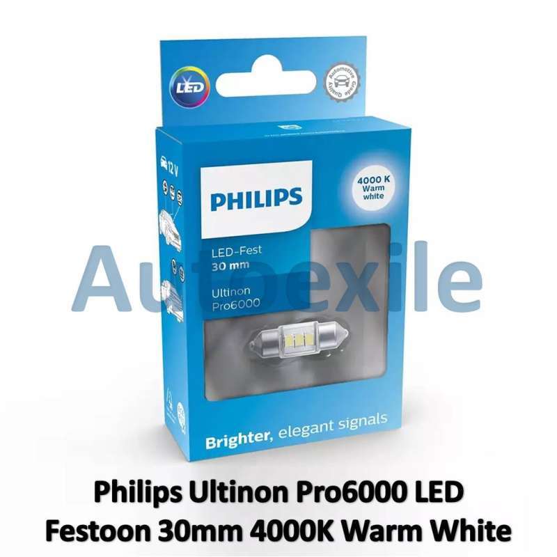 Jual Philips Ultinon Pro6000 LED Festoon 30 mm 4000K Warm White Putih ...
