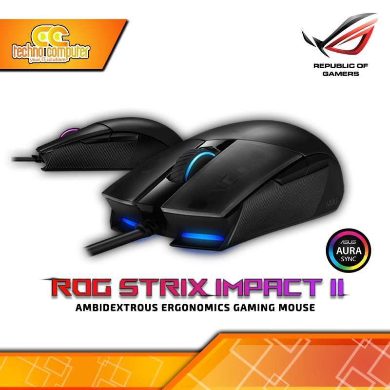 Jual ASUS ROG Strix II Impact Wired Optical Ambidextrous - Gaming Mouse ...