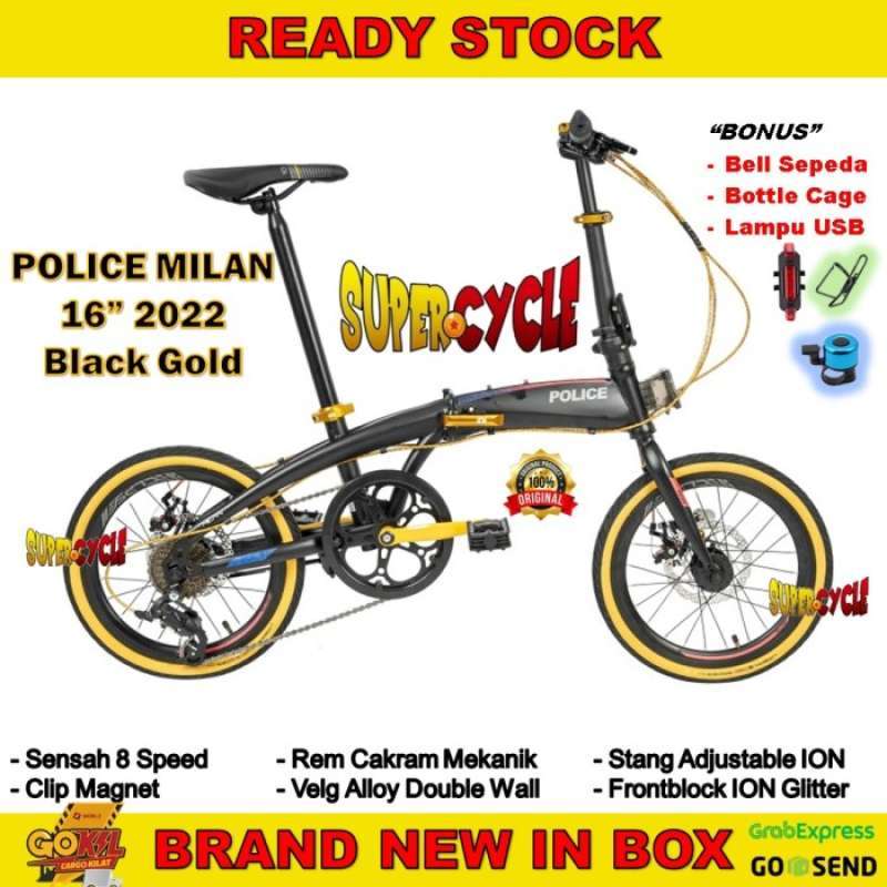 Promo Sepeda Lipat Police Milan - Black Gold 16 Diskon 12% Di Seller ...
