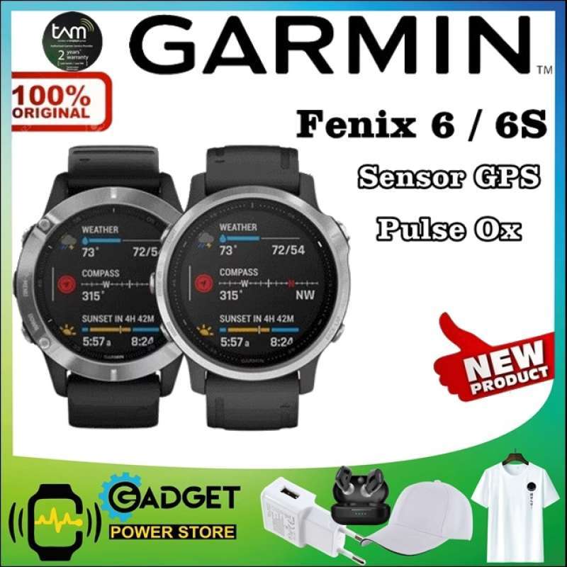 Jual Garmin Fenix 6 Silver With Black Band Smartwatch Fenix 6S Man ...