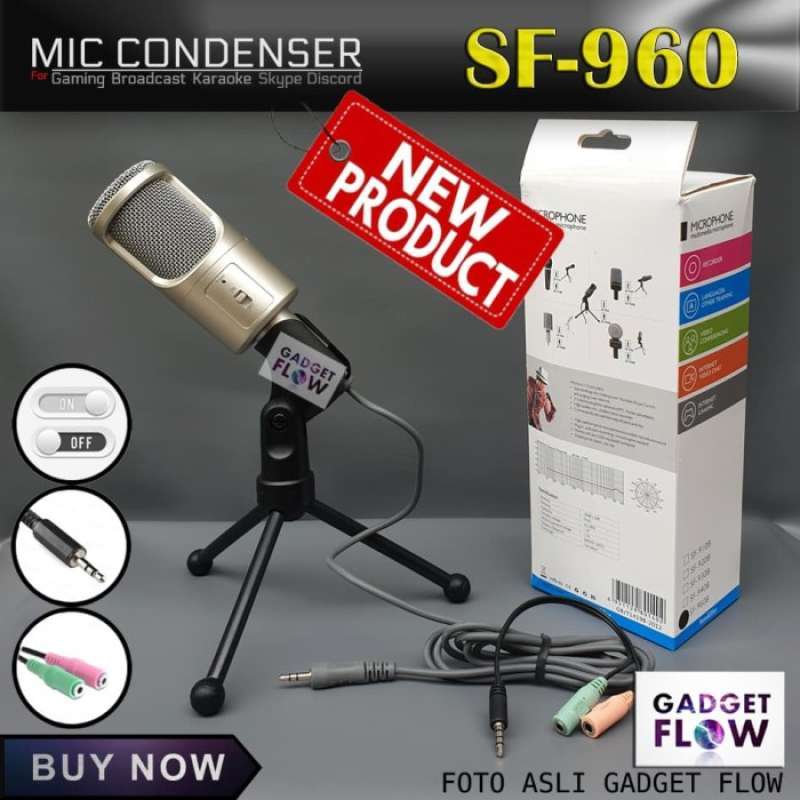 Promo OEM Microphone Kondenser Studio Dengan Stand SF-960 - Mic PC ...