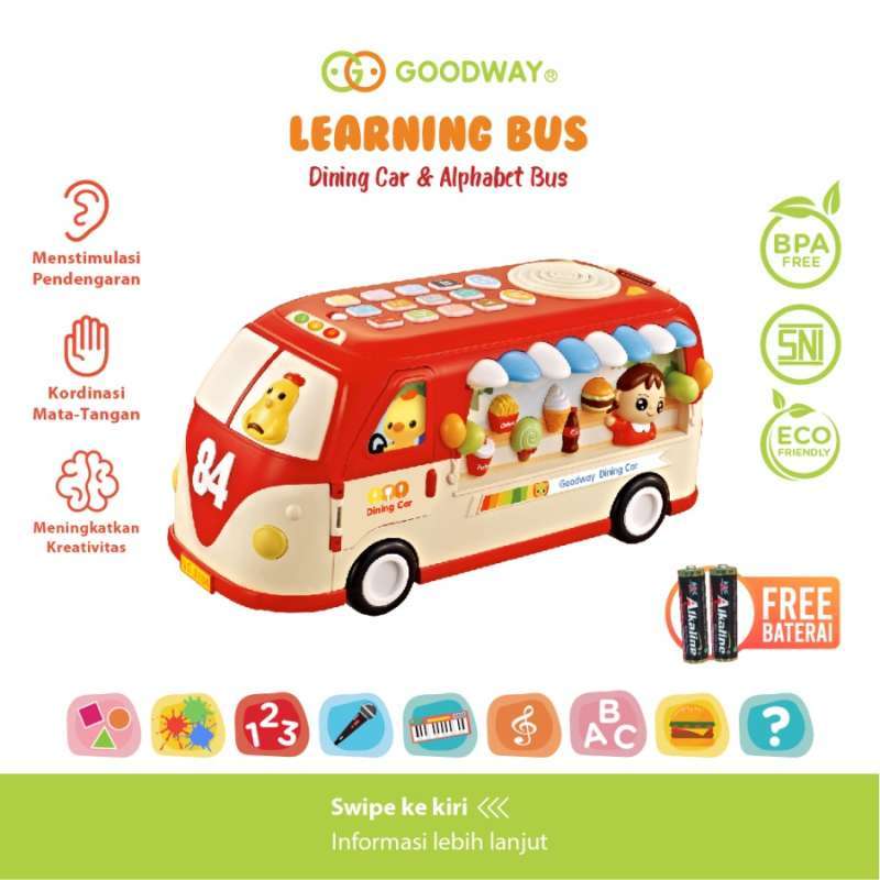 Jual Goodway Learning Bus Toys Dining Car & Alphabet Bus / Mainan ...
