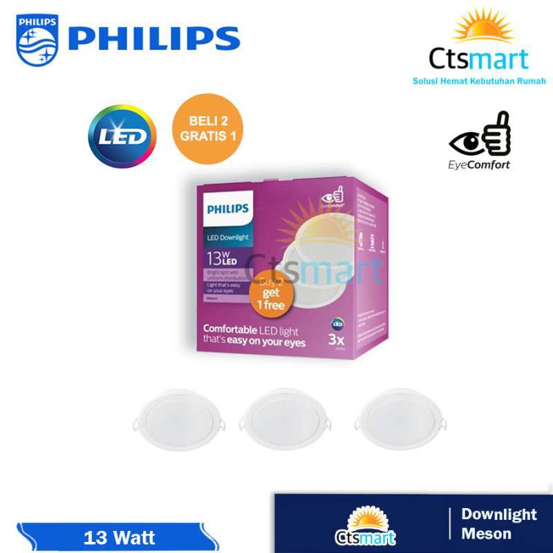 Promo Philips Led Downlight Multipack Meson 13 Watt Putih 6500k 13w 13w Diskon 1% Di Seller ...