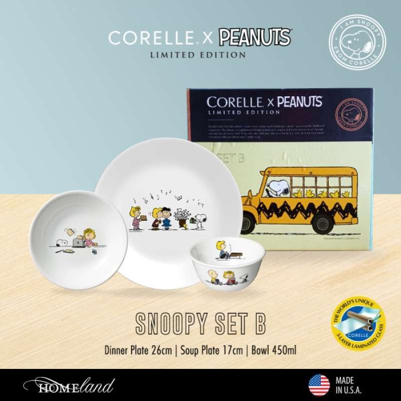 Promo Corelle Snoopy Kids Set / Piring Makan Anak Diskon 11% di Seller ...