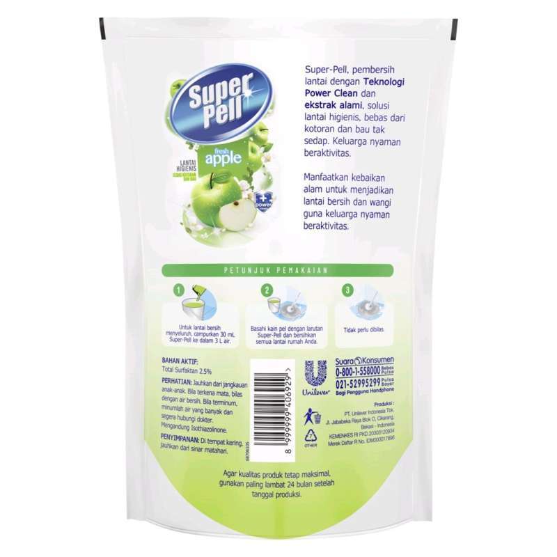 Jual Super Pell Pembersih Lantai Higienis Wangi Fresh Apel 770 Ml di ...