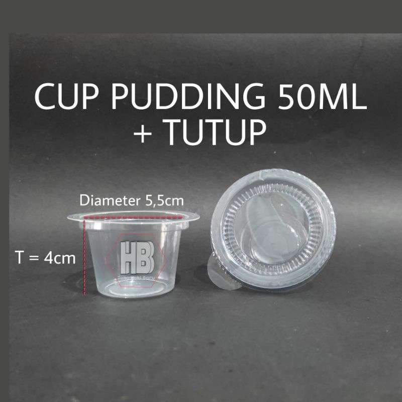Jual [50 Pcs] Cup Pudding 50ml / Gelas Ice Cream / Pudding Bening 50 ML ...