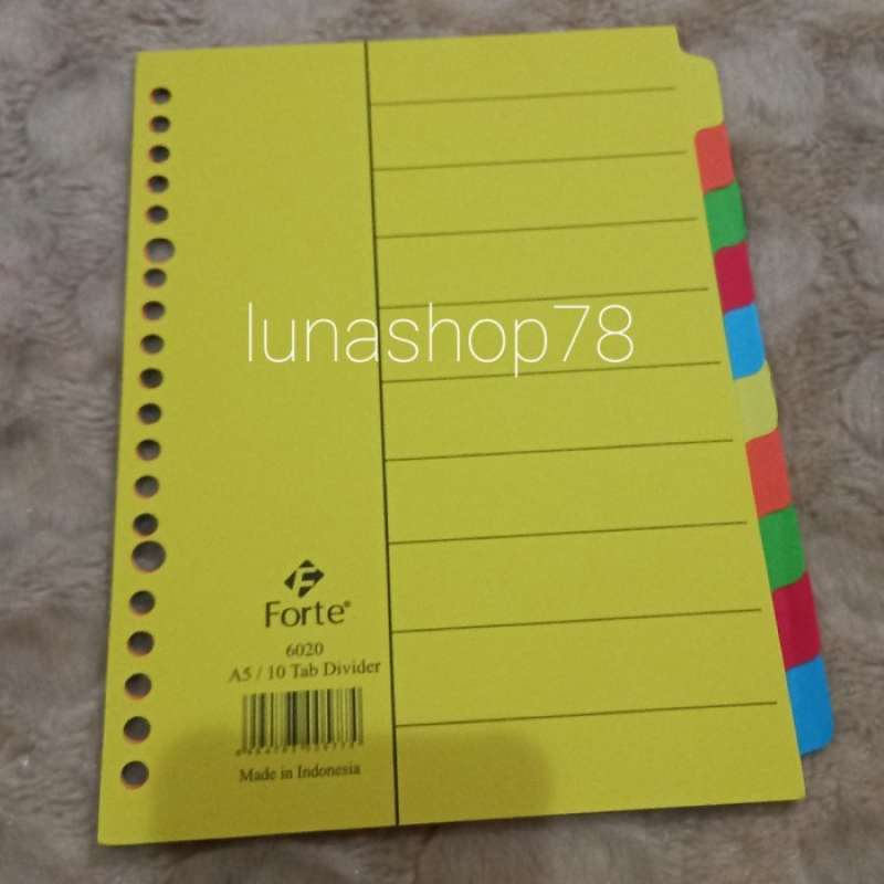 Jual Kertas binder loose leaf pembatas Forte A5 10 tab divider di ...